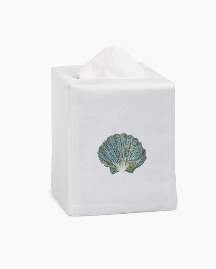 Shell Scallop Teal Tissue Box Cover – Henry Handwork
